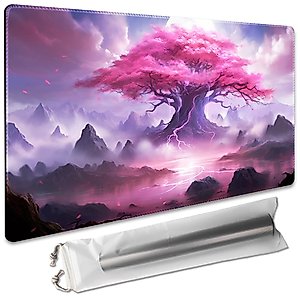 SIXTORE Premium Board Game 24x14in TCG Playmat Compatible for OCG CCG RPG MTG Play Mats,Mousepad Desk Mat (Pink Sakura)