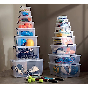 Superio Mini Storage Bins with Lids- Clear Boxes for Organizing, Stackable Plastic Containers- BPA Free, Non-Toxic, Odor Free, Organizer for Home, Office, Dorm, 1.25 Qt, 3 Pack