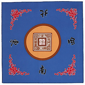 GUSTARIA Mahjong Mat with 3 Dice & Carrying Bag, Anti Slip and Noise Reduction Mahjong Table Mat for Poker, Card, Board & Tile Games (Blue, 31.5 inches)
