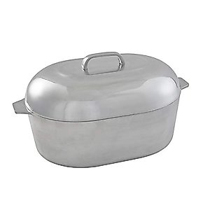 IMUSA USA Heavy Duty Cajun Oval Aluminum Roaster 15, Silver