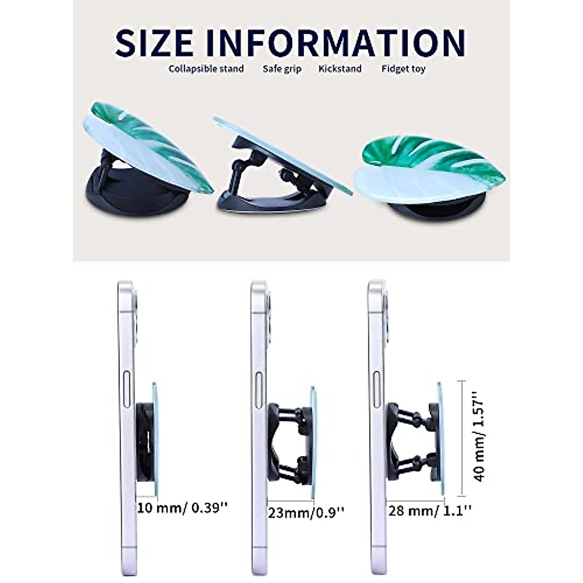 8 Pcs Leaves Phone Holder Green Plant Cell Phone Grip Holder Monstera Philodendron Anthurium Phone Sockets Cute Phone Finger Collapsible Expanding Kickstand Holder for Smartphone and Tablets