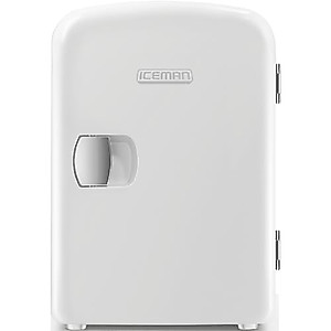 Chefman - Iceman Mini Portable White Personal Fridge Cools Or Heats & Provides Compact Storage For Skincare, Snacks, Or 6 12oz Cans W/ A Lightweight 4-liter Capacity To Take On The Go