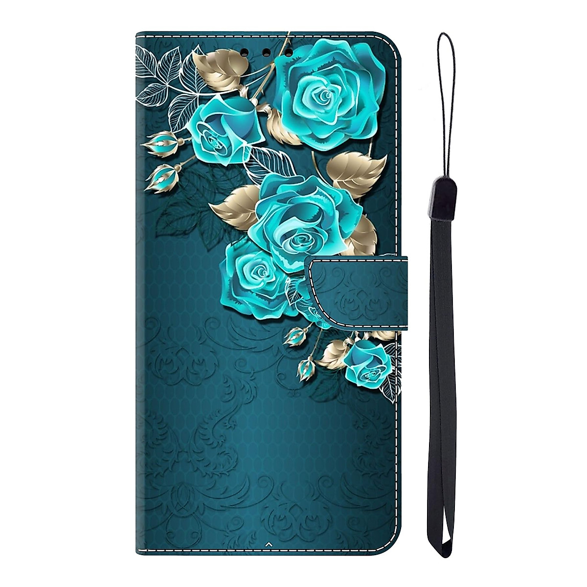 VODEFOX Wallet Case Compatible with iPhone 15 Case,Cute 3D Print Design Flip Folio Leather 2023 Phone Case Wallet leather Butterfly with Card Holder Magnetic Closure - Blue Rose