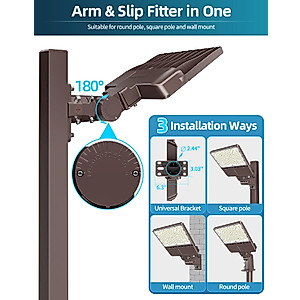 LED Parking Lot Light 150W 120W 90W Tunable, LED Shoebox Light 5700K 5000K 4500K Adjustable Arm&Slip Fitter, DLC Listed Outdoor Pole Light with Photocell, IP65 Commercial Street Area Flood Lighting