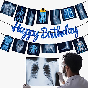 Radiology X Ray Birthday Party Decorations Blue Radiology Happy Birthday Banners Radiology X Ray Party Decorations for Radiologist Birthday Party X Ray Doctor Theme Baby Shower Supplies