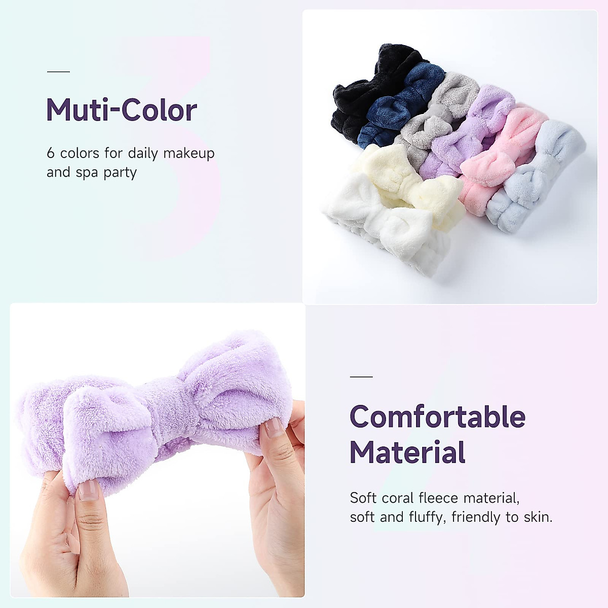 WSYUB Spa Headband, 8Pcs Makeup headband,Headband for Washing Face, Shower Skin Care Fluffy Spa Headband for Woman Girl Teens Slumber Party Supplies