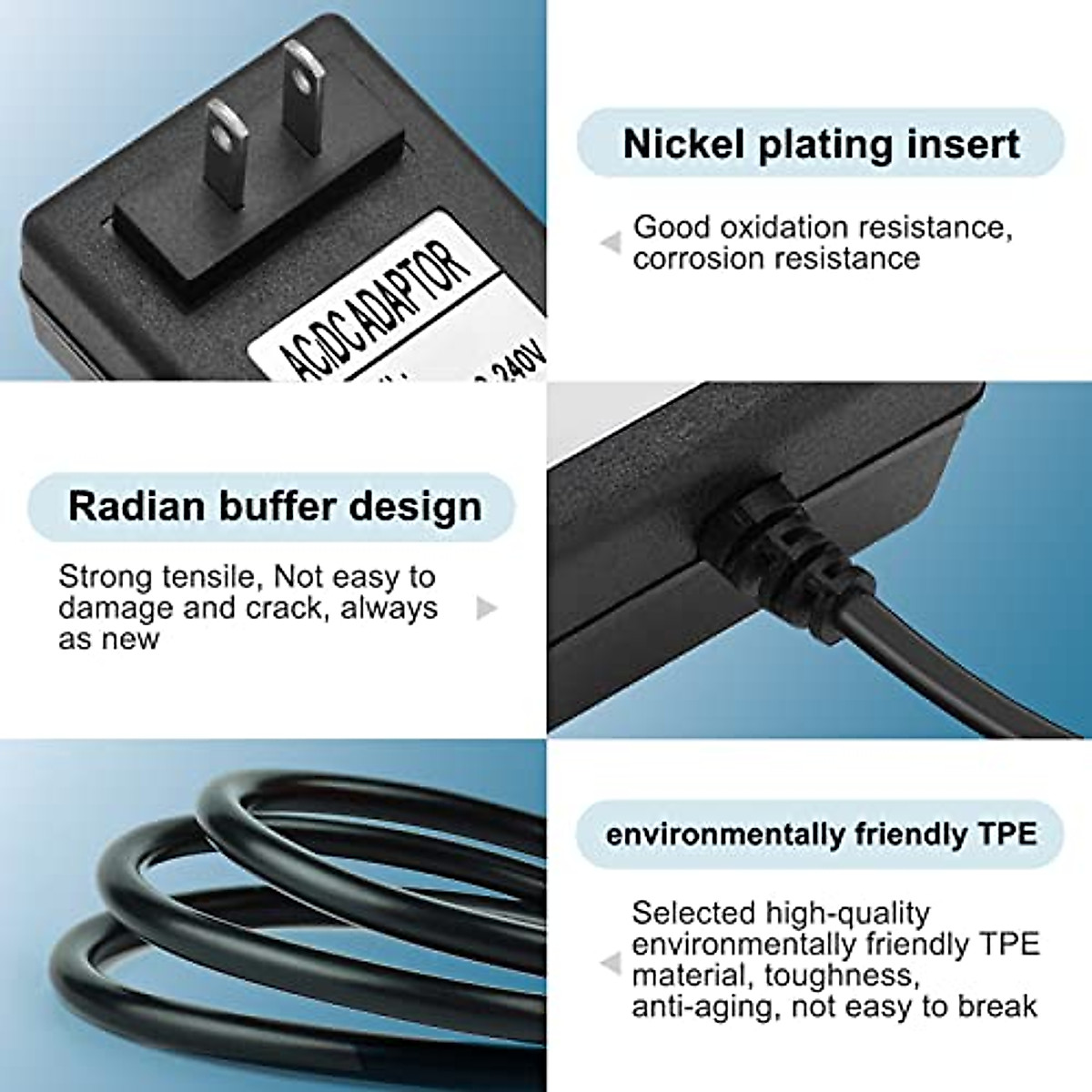 19V AC DC Charger Power Cord Compatible for Eufy RoboVac 11S 12 15C 25C 30C 35C, Pure Clean PUCRC 15 25 26B 90, Coredy Robotic R580 R650 R750 G800, ILIFE V3s Pro A4s Pro V5s Pro Robot Vacuum Cleaner