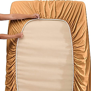 KAYLEN HOME 1800 TC Deep Pocket Full Size Sheets Set up to 16" - Hotel Luxury Extra Soft Brushed Microfiber 4 PC Bed Sheet Set, Mocha Brown