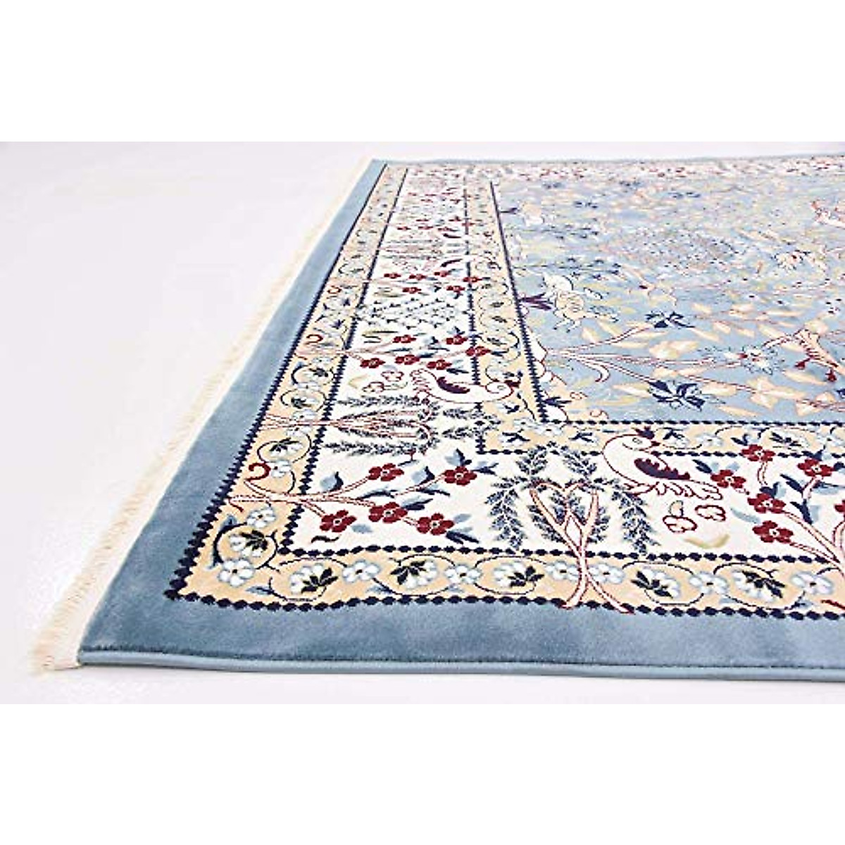 Unique Loom Narenj Collection Classic Traditional Textured Hunting Design Area Rug, 8 ft x 10 ft, Blue/Tan