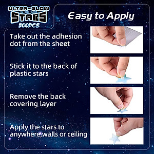500Pcs 3D Glow in the Dark Stars Blue Glow in the Dark Stars for Ceiling Space Wall Decals Glowing Astronaut Universe Planet Galaxy Wall Stickers Ceiling Decorations for Boys Kids Bedroom Decor (Blue)
