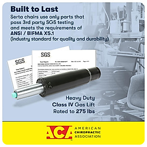 Serta Executive Office Chair Ergonomic Computer Upholstered Layered Body Pillows, Contoured Lumbar Zone, Base, Fabric, Black/Grey