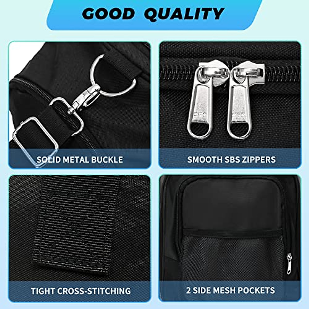 Vorspack Small Sports Duffle Bag - 40L/21 Inches Gym Bag for Women and Men Lightweight Duffel Bag with Water Bottle Pocket for Sports Gym Travel - Black