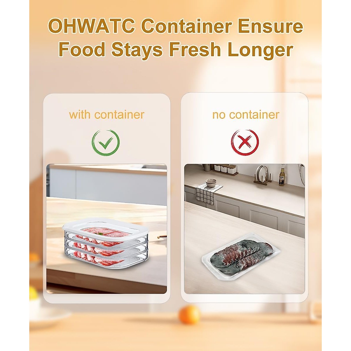 OHWATC Deli Meat Container for Fridge Airtight Lunch Meat Storage Boxes For Refrigerator Bacon Stackable Food Storage Boxes With Lid Meal Prep Containers For Cold Cuts BPA-Free (1 Lid, 1Pcs)