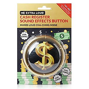 Cash Register Sound Button | Makes Extra Loud Cha-Ching Money Noise | Shiny Gold Color Bling Base | Funny Easy Dollar Sign Gift | Office Desk Item For Sales And Entrepreneurs Nut BATTERIES INCLUDED