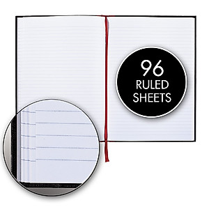 Black n' Red Notebook, Durable Hardcover, Premium Optik Paper, Scribzee App Compatible, Environmentally Friendly, Secure Casebound Binding, 8-1/4" x 5-7/8", 96 Double-Sided Ruled Sheets, Pack of 2 (73405)
