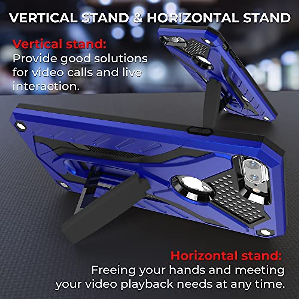 Kitoo Made in USA Defender Designed for iPhone 6 Plus/iPhone 6S Plus Eco-Friendly Case with Kickstand, Military Grade Shockproof 12ft. Drop Tested - Blue