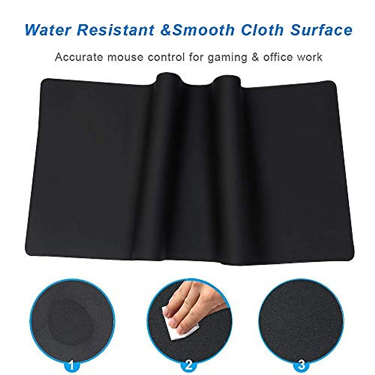 YEBMoo Extra Large Gaming Mouse Pads/Extended Protective Office Desk Mouse Mat Non-Slip Professional Precision Tracking Surface (35.4" x 15.7") for PC Computer Laptop (90x40Black001)