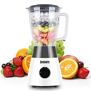 Blender for Shakes and Smoothies 52oz Plastic Jar and 500 Watts Countertop Blender for Kitchen with Pulse Smoothie Blender Licuadora White and Grey Ice Crusher Blender for Frozon