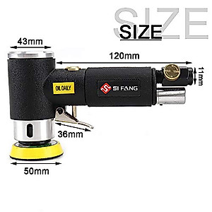 SI FANG 48Pcs 1'' 2'' 3'' Mini Random Orbital Air Sander Kit,High Speed Mini Pneumatic Sander Polisher for Auto Body Work, Includes 1/2/3in Polishing Sponge & Wool Pads Sandpapers(Black Kit)