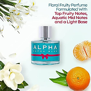 NovoGlow Alpha Blue for Women - 3.4 Fl Oz Oz Eau De Parfum Spray - Long Lasting Fruity & Floral Fragrance Smell Fresh & Feminine All Day Includes Carrying Pouch Gift for Women for All Occasions