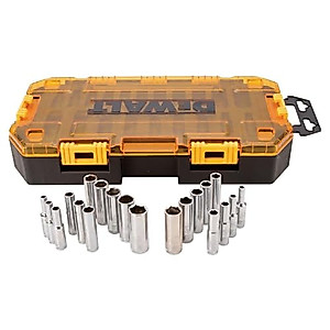 DEWALT Deep Socket Set, 20-Piece, 1/4" Drive Metric/SAE (DWMT73811)