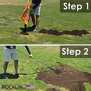 Rocklin™ Lawn Leveling Rake | Levelawn Tool | Level Soil or Dirt Ground Surfaces Easily | 30” x 10” Ground Plate | 78” Extra Long Handle | Stainless Steel