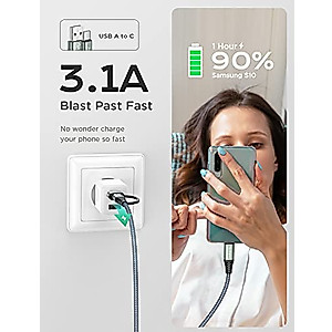 AINOPE Newest 2-in-1 Charger Cable 2-Pack 6.6ft, 3.1A C to C Fast Charging Cable Nylon Braided USB A/C to USB C Cord Compatible with iPad Pro/Air/Mini 6 MacBook Air Galaxy S22 21 S10 Note