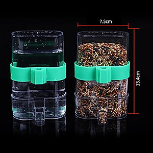 2 pcs Bird Feeder for Cage, Parakeet Water Dispenser Parrot Feeder Parakeet Waterer Cockatiel Cage Accessories, Automatic Feeding for Budgies Finch Canaries Lovebirds