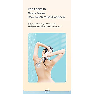 2 Pack Back Scrubber for Shower, Long Handled Shower Brush with Soap Dispenser, Back Brush Long Handle for Shower, Exfoliating Body Scrubber for Shower Brush with Soft Bristles(Grey, Pink)