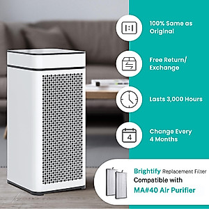 Brightify Replacement Filter Fits MA#40 Air Filter,Compatible with MA#40 Air Purifier Replacement Filter for MA#40W MA#40B,3-in-1 Filter with Pre-filter, H13 HEPA, and Activated Carbon|2-Pack