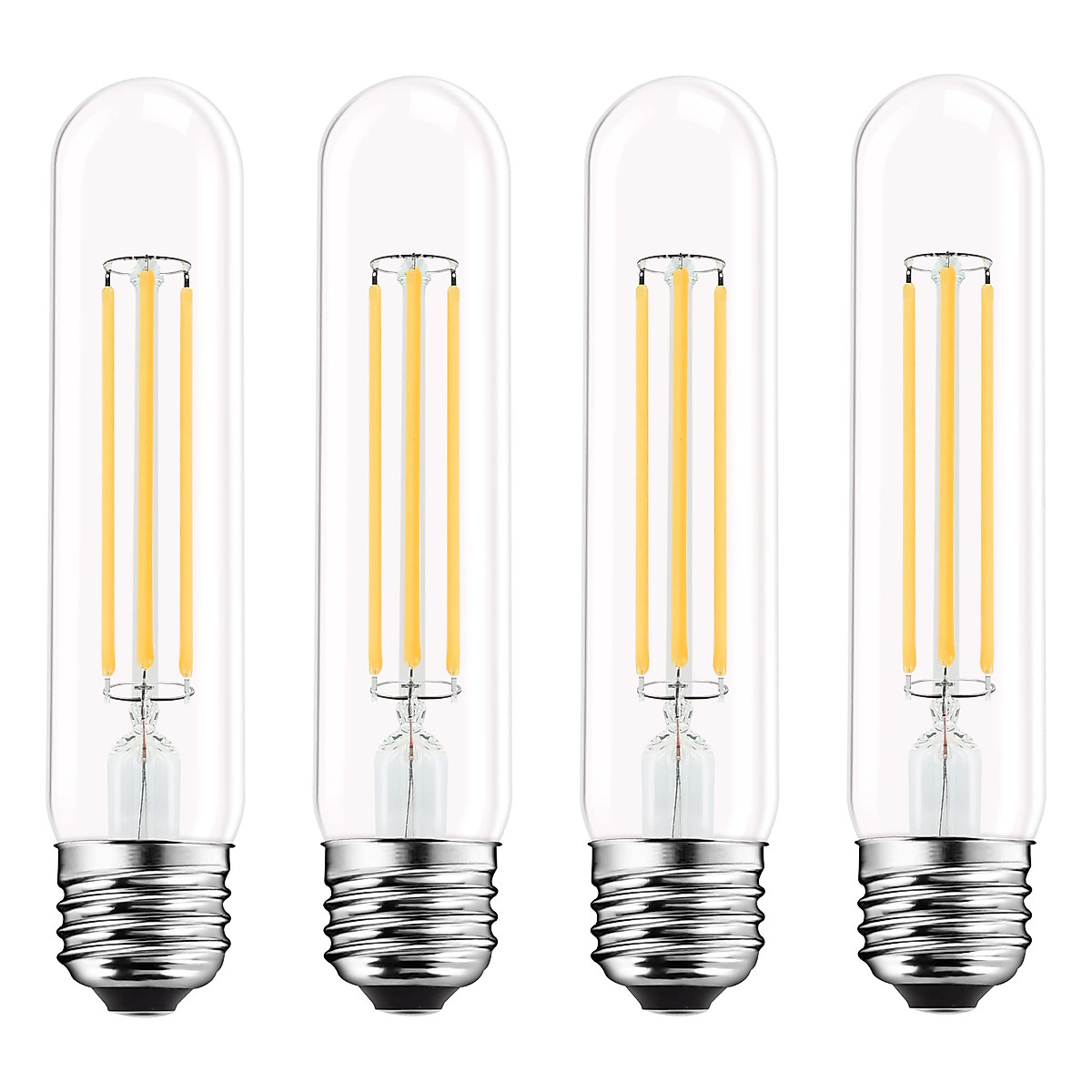 PIFUT T9 LED Bulb, E26 Dimmable LED Bulb, 110v 600Lumens 3000K 60W Equivalent, Clear Glass Tubular Light Bulb, Best Replacement for Incandescent Bulb, Candelabra LED Bulbs, 4 Pack (Warm White)