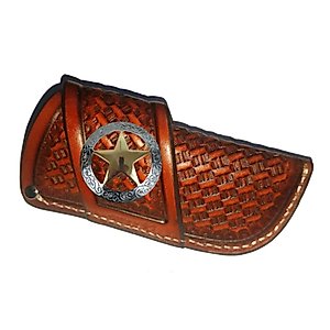 Custom Nocona Weave Ranger Star Side Draw Knife Sheath left side