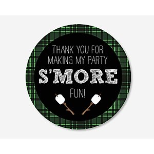 24-2" Thanks for Making My Party S'More Fun Birthday Party Favors, Baby Shower Favor Stickers, Bridal Shower Labels (#438-2)