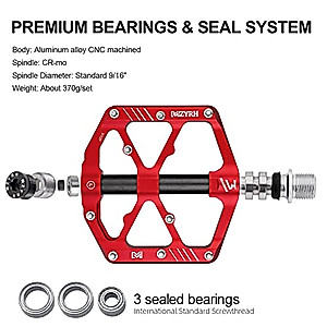 MZYRH Mountain Bike Pedals,Bicycle Pedals with Reflectors,Lightweight Aluminum Alloy MTB Pedals 3 Sealed Bearings Bicycle Platform Pedals 9/16" BMX Road Bike Pedal