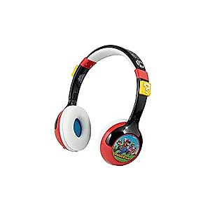 eKids Super Mario Kids Bluetooth Headphones, Wireless Headphones with Microphone Includes Aux Cord, Volume Reduced Kids Foldable Headphones for School, Home, or Travel