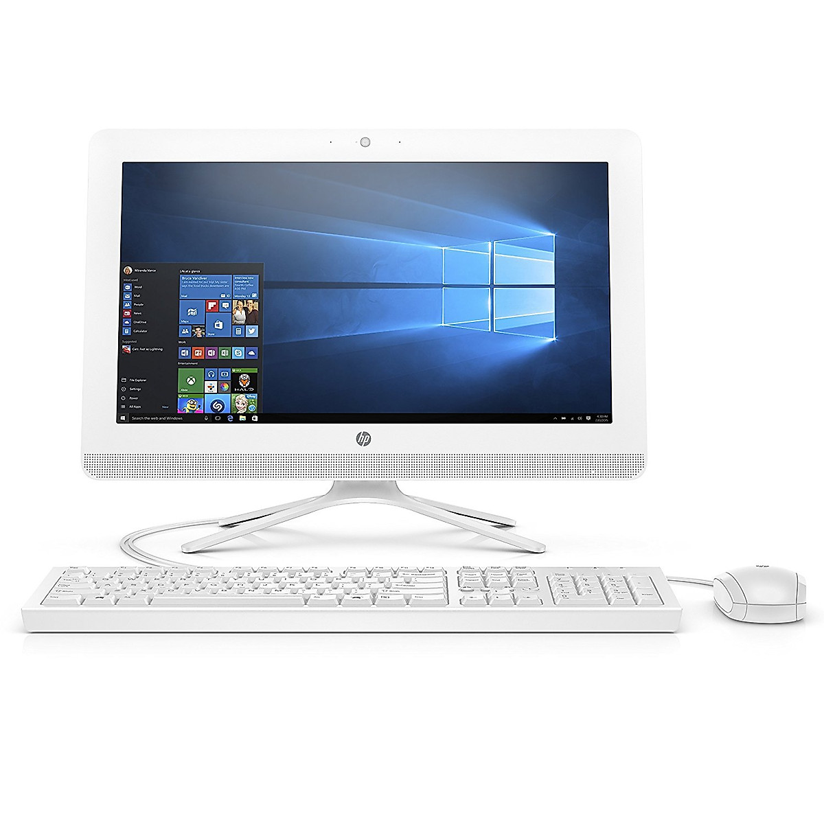 HP 20-inch All-in-One Computer, Intel Celeron J4005, 4GB RAM, 1TB Hard Drive, Windows 10 (20-c410, White) - 3KZ89AA#ABA