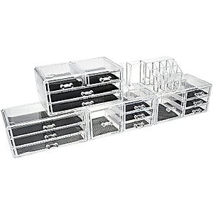 Felicite Home Acrylic Jewelry and Cosmetic Storage Makeup Organizer Set, 5 Piece，Large