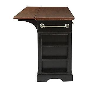 OSP Home Furnishings Country Kitchen Island, Distressed Black