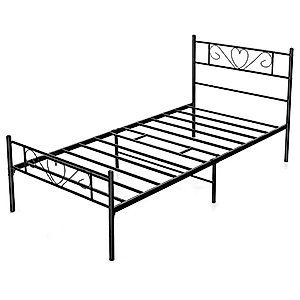 RIVALLYCOOL 12.5”-High Metal Bed Frame, Heavy-Duty Twin-XL Platform Bed Frame w/Sturdy Steel Slat Support, Headboard & Footboard, Mattress Foundation w/Storage, No Box Spring Needed, Easy Assembly