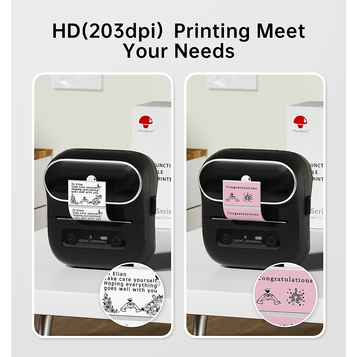 Phomemo M220 Label Maker,3.14 Inch Barcode Label Printer,Portable Thermal Printer,Bluetooth Label Maker with Tape (Address Label,Pink Label, White Label) for Mailing,Name,Home,Office,School