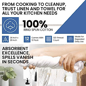 Flour Sack Kitchen Towels |Cotton Blank Towel | Tea Towel Crafting Embroidery for Easter|Flat Thick Absorbent Quick Dry | Baking Bread Proofing Linen Cover, Washable Set of 12, 28 x 28 Inch,White