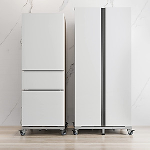 CHINCHILLA Heavy Duty All Stainless Steel Mobile Fridge Stand Base, Washing Machine Stand with Wheels, Adjustable Furniture Dolly for Washer, Refrigerator and Dryer（Large)