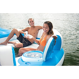 Intex Inflatable Splash N Chill Island Lake Raft Lounger for Up to 7 Adults and Wet Set Adhesive Vinyl Tube Repair Patch 6 Pack Kit