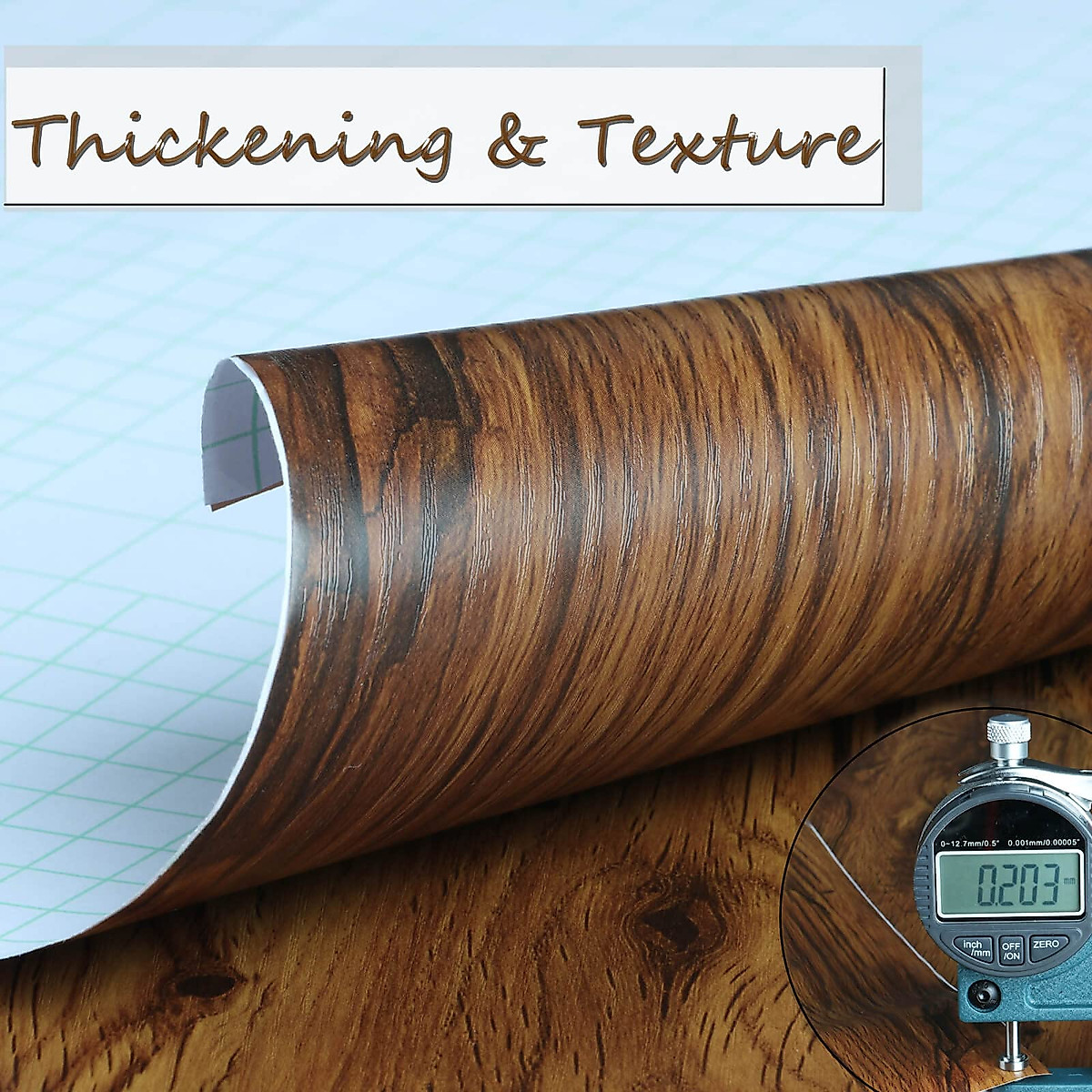 Dimoon Wallpaper 118"x15.7"Wood Contact Paper Brown Waterproof Wood Peel and Stick Wallpaper Thicken Texture Wood Wallpaper Removable Yellow Rustic Wood Grain Self-Adhesive Vintage Cabinet Table Roll