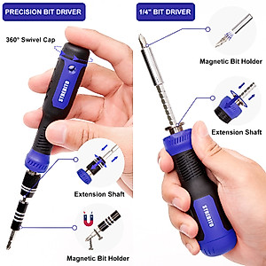 STREBITO Precision Screwdriver Set 191-Piece + 2-Piece Suction Cups Bundle, LCD Screen Remover for Computer, iPhone, Laptop, Cell Phone, Macbook, PS4/5, Tablet and Electronics Repair