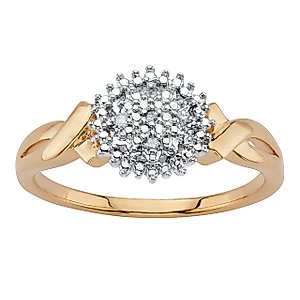 PalmBeach Yellow Gold-plated Genuine Diamond Accent Cluster Ring Sizes 6-10 Size 10