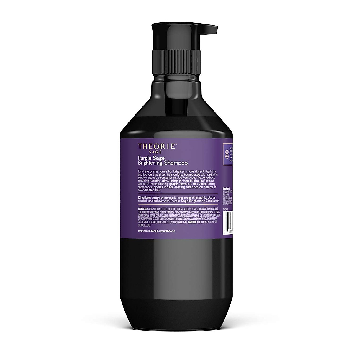 Theorie Purple Sage Brightening Shampoo- Balance, Tone & Brighten Blonde, Silver, Grey, Bleached, Color Treated or Highlighted Hair, Eliminate Brassiness & Yellowing (13.53 Fl Oz (Pack of 1))