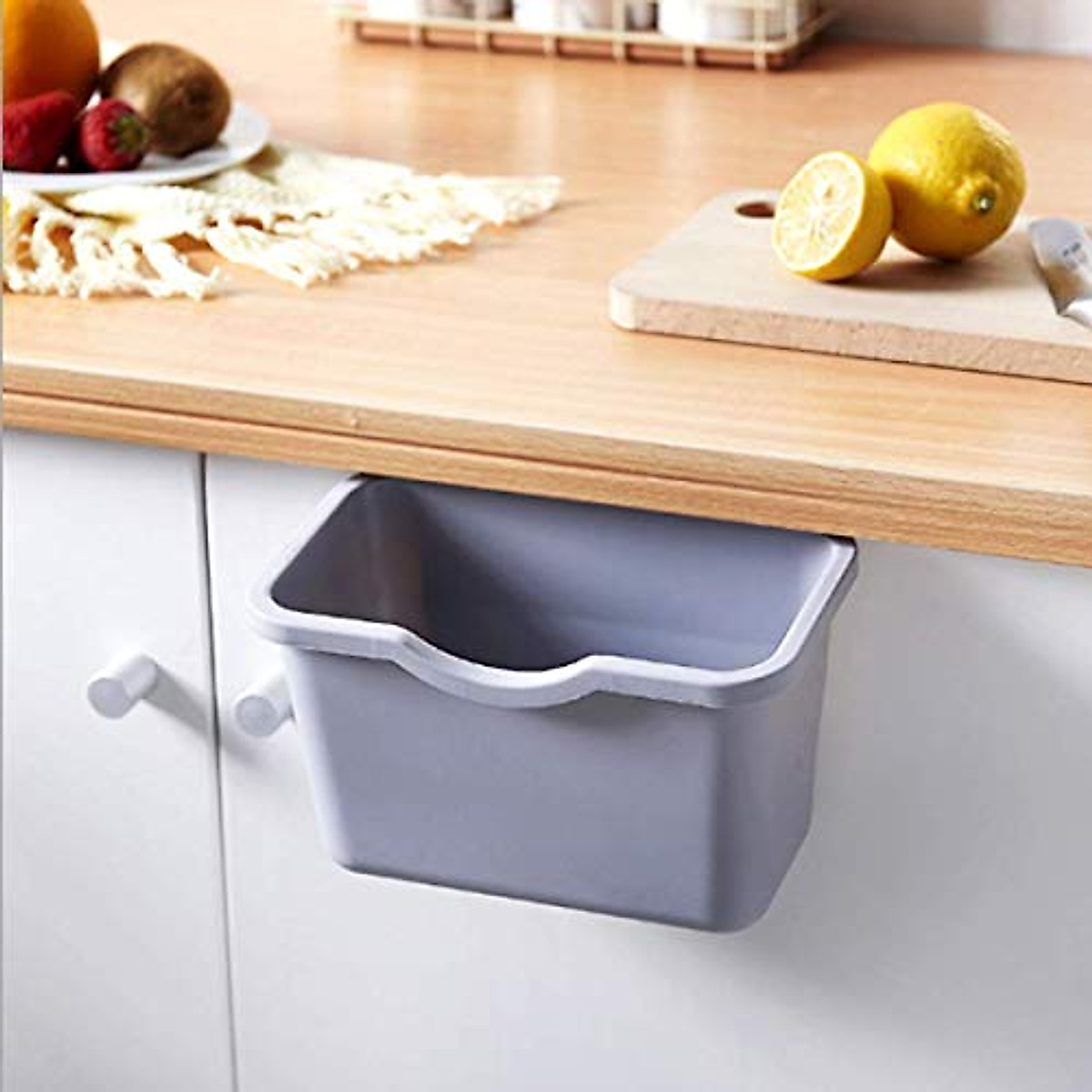 Hanging Kitchen Recycle Waste Bin, sunliveus 3 Pack Multipurpose Little Plastic Garbage Bowl Kitchen Bathroom Trash Can Cabinet Container Compost Bin for Office Home Drawers Storage Organize, Grey