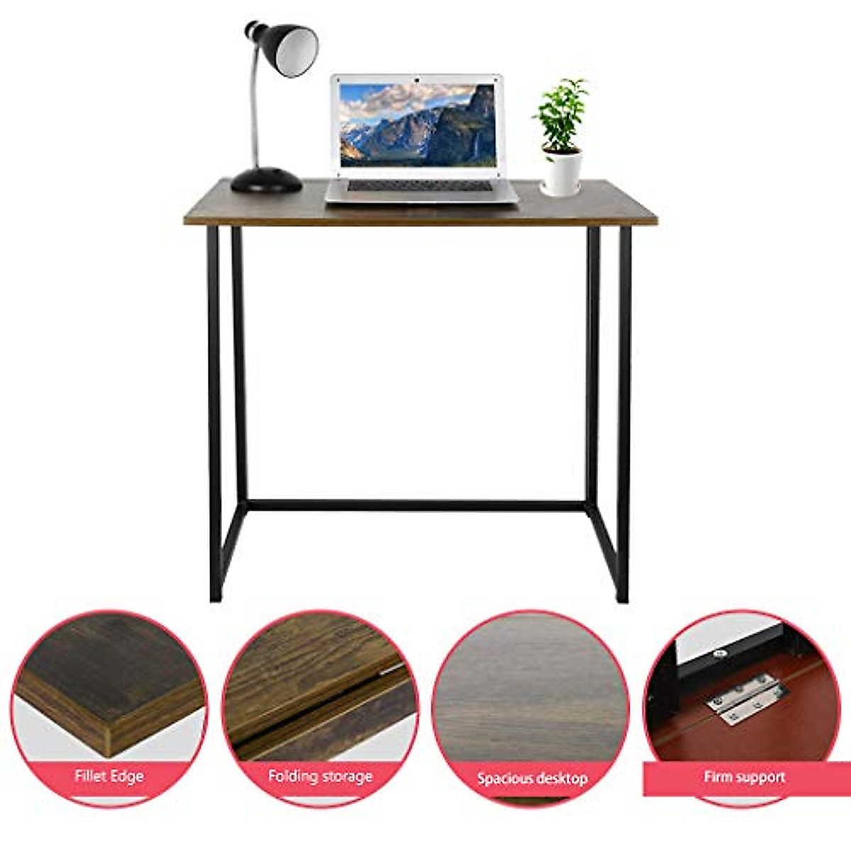 Desktop Home Computer Desk, Modern Simple Office Writing Study PC Laptop Table Multipurpose Workstation with Drawer & Shelves for Bedroom, Living Room, Study Room (US Direct, Vintage)