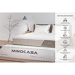 Minocasa 12 Inch Medium Firm Cool Gel Memory Foam and Innerspring Hybrid Mattress in a Box | CertiPUR-US Certified | Bed-in-a-Box | 5-Zone Support Pressure Relief | Motion Isolation (Queen)